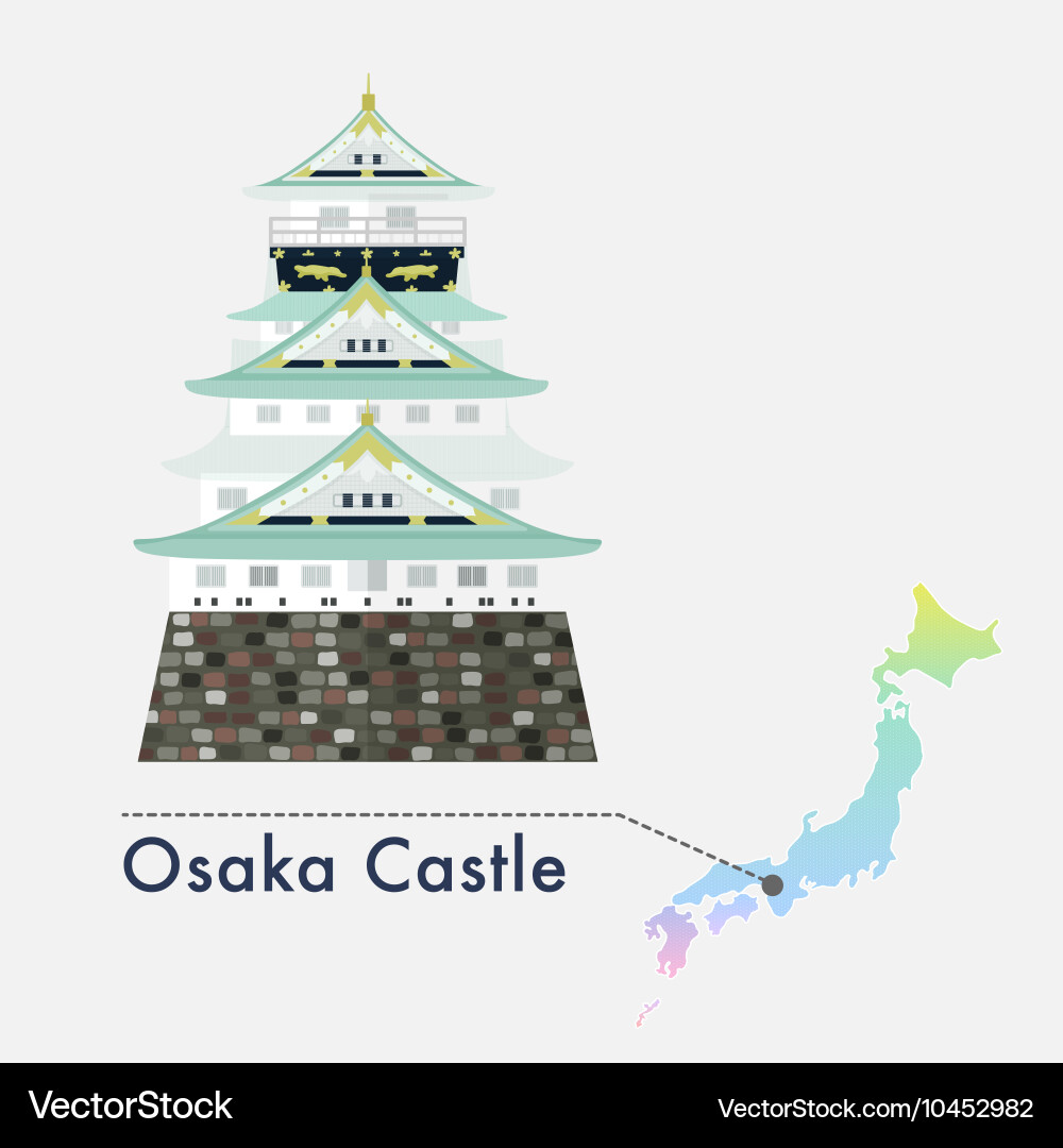 Osaka Castle Japan Royalty Free Vector Image - VectorStock