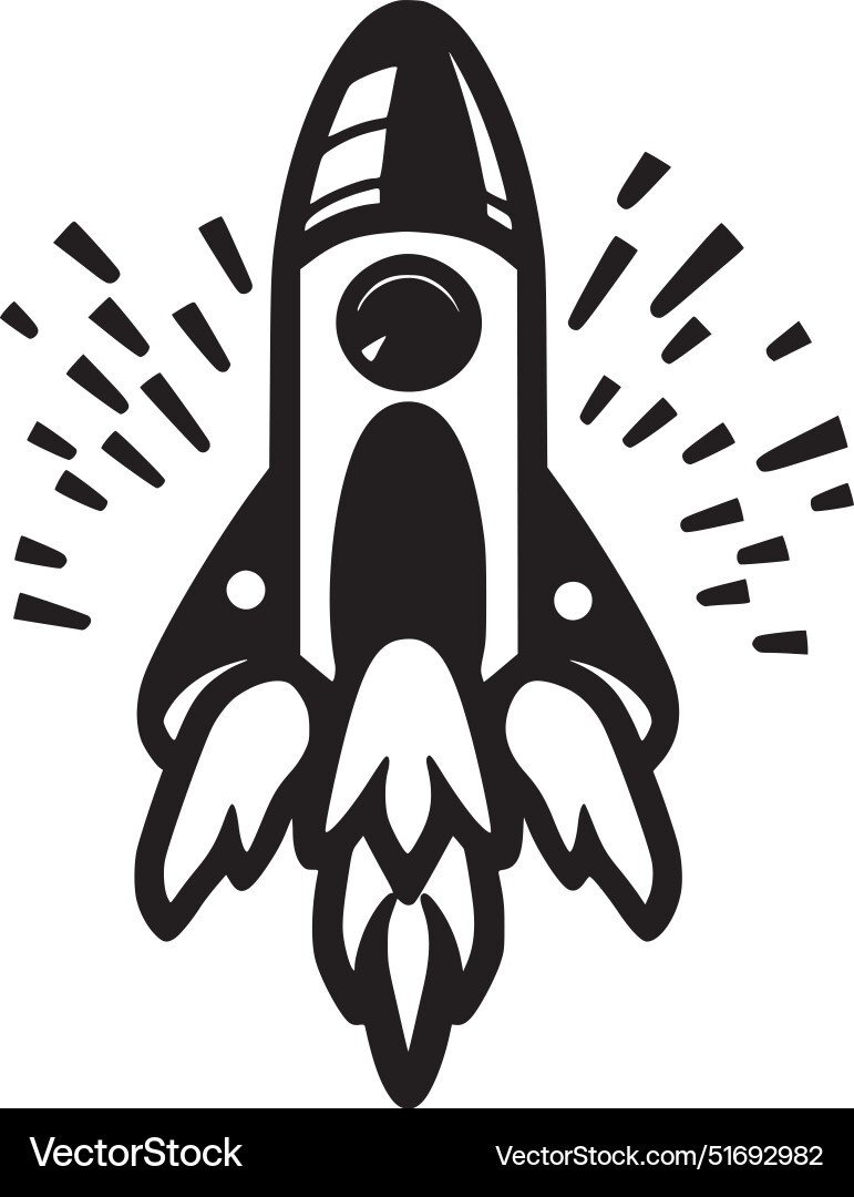 Rocket - black and white Royalty Free Vector Image