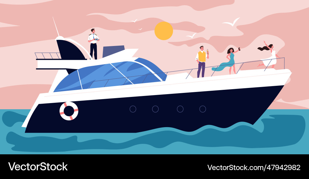 Ship with sailors composition Royalty Free Vector Image