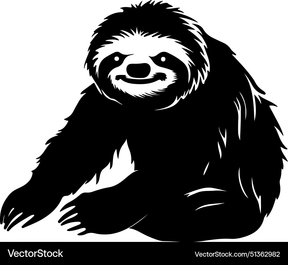 Sloth silhouette white background Royalty Free Vector Image