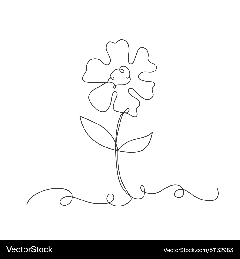 Beautiful flower one line continuous drawing Vector Image