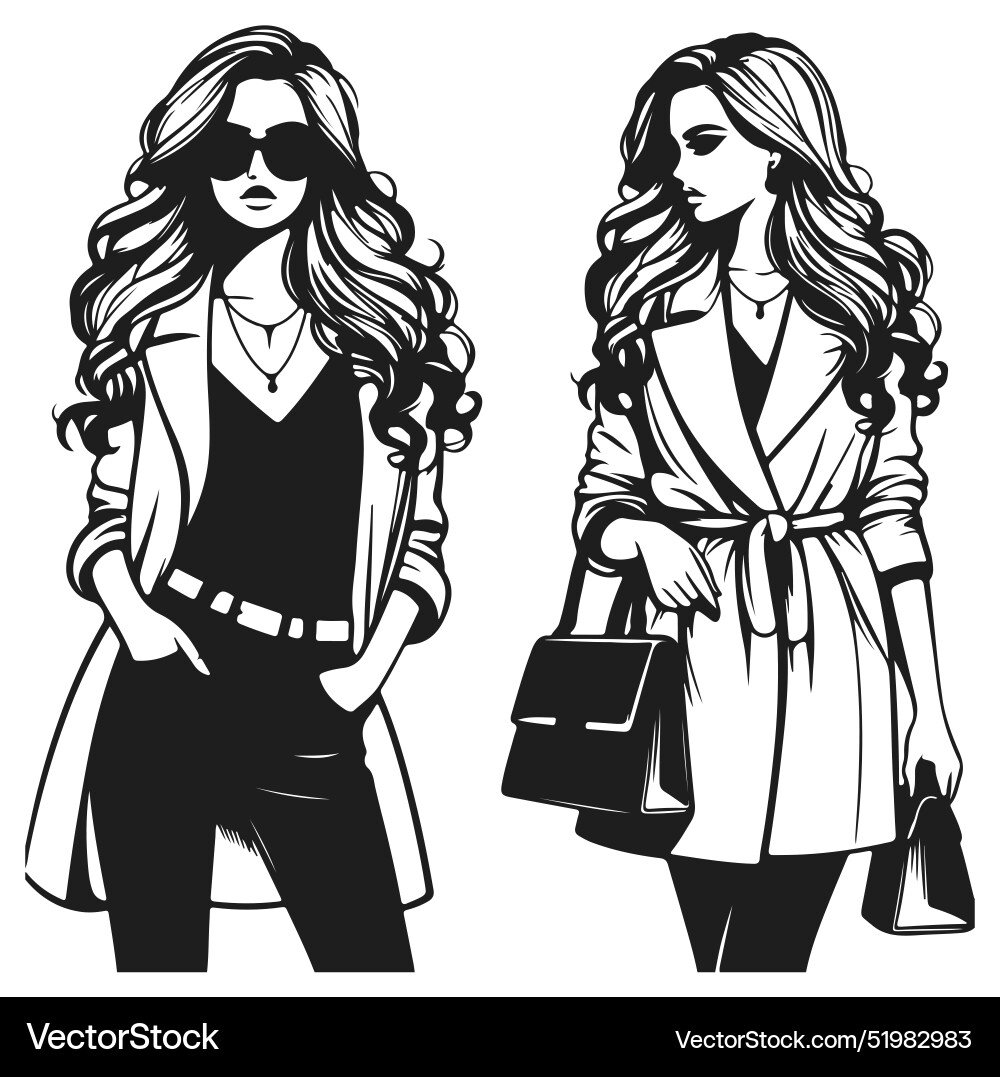 Beautiful mordan girls silhouette design Vector Image