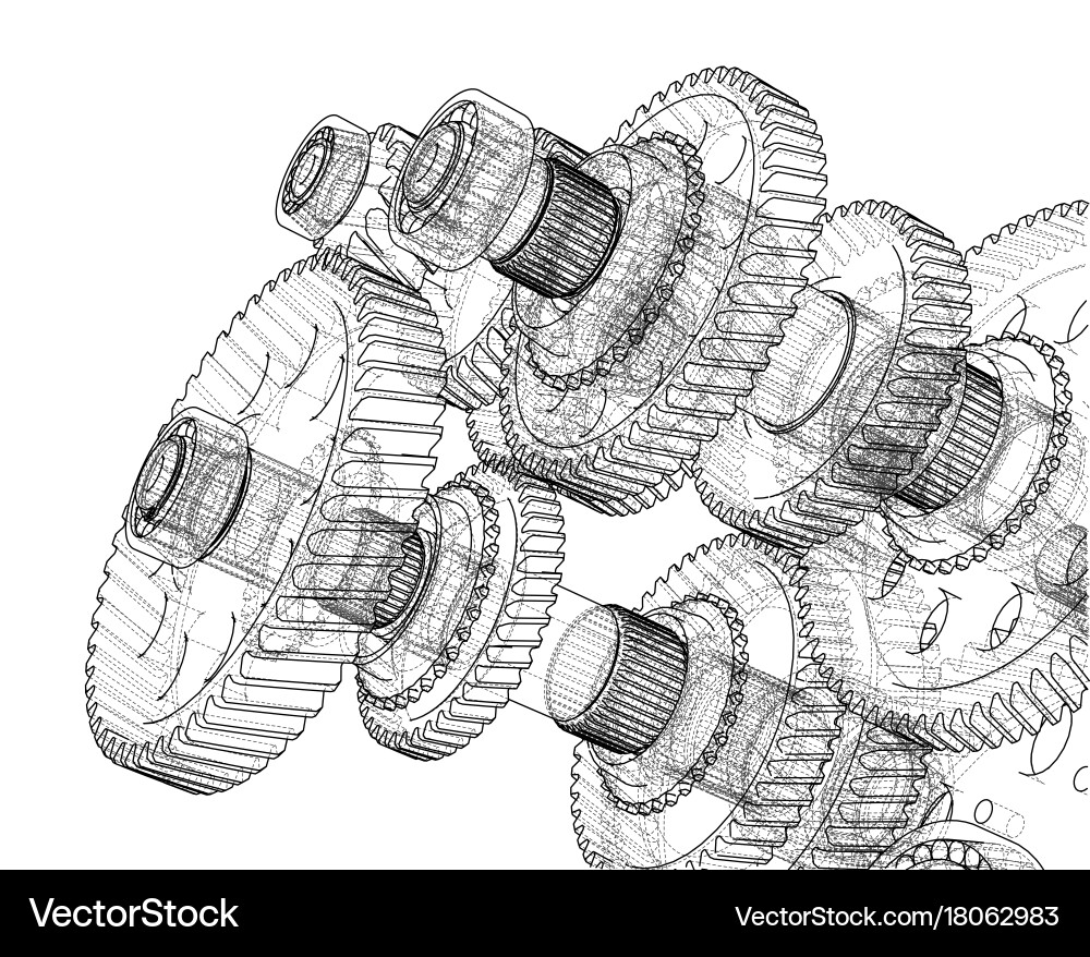 Gearbox sketch Royalty Free Vector Image - VectorStock