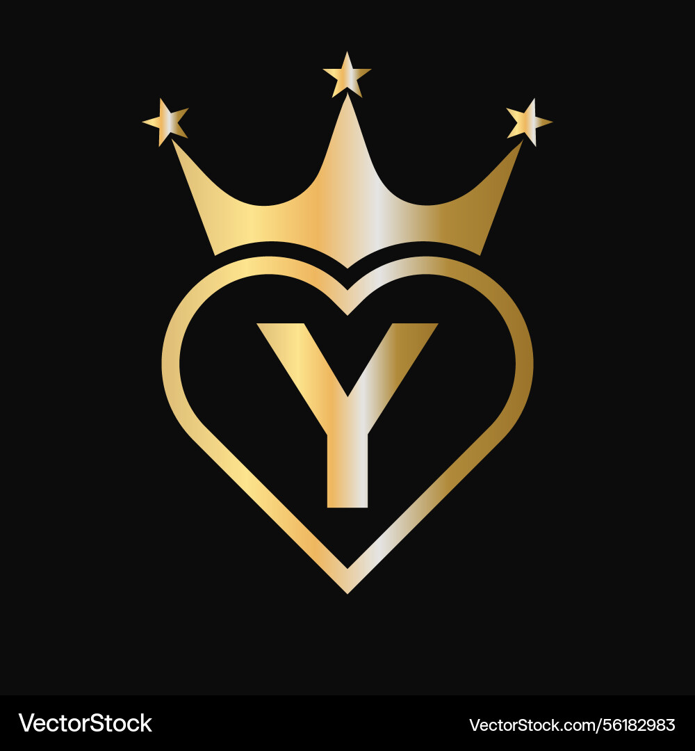 Initial letter y crown logo concept with heart Vector Image