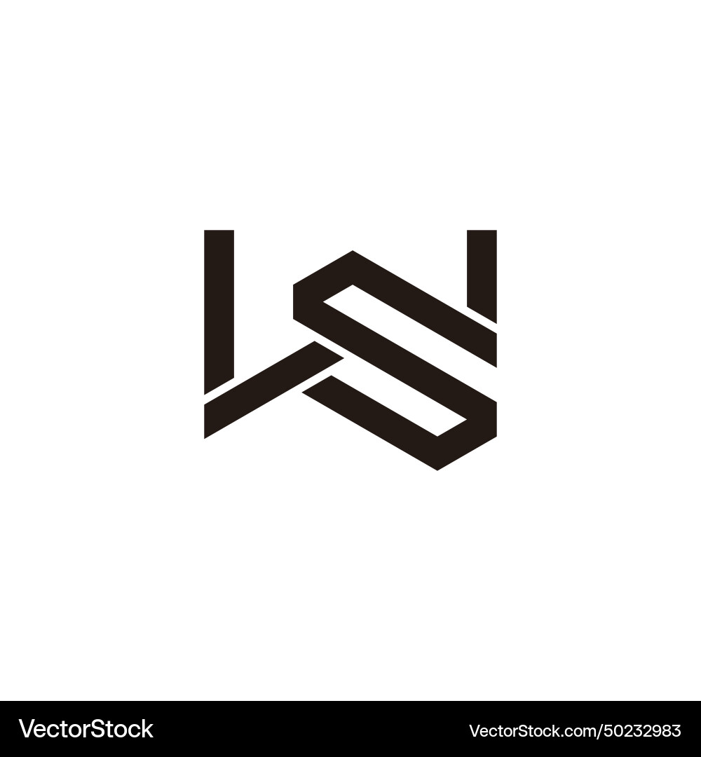 Letter ws simple geometric stripes line logo Vector Image