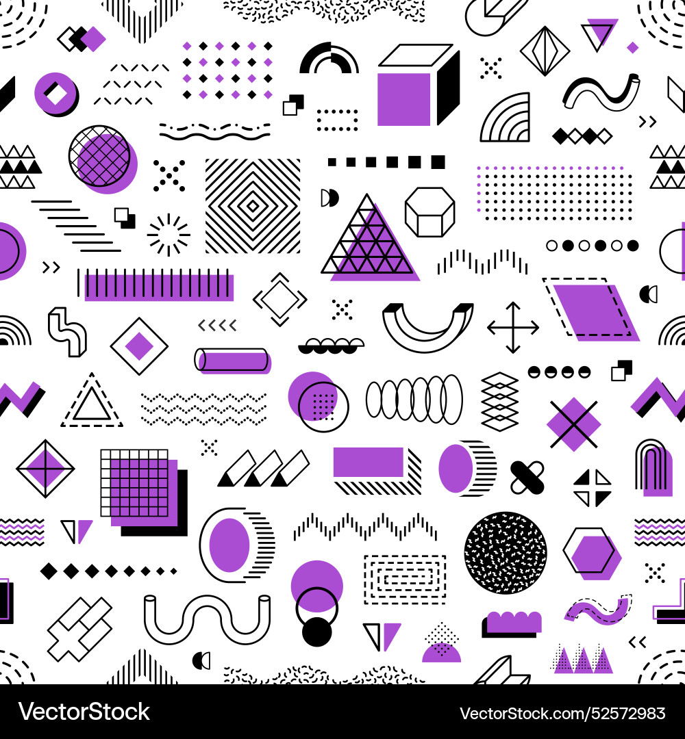 Memphis shapes seamless pattern geometric tile Vector Image