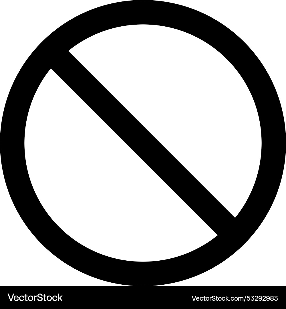 No allowed sign ban in red strip prohibiting Vector Image