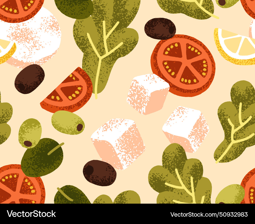 Seamless vegetable salad pattern fresh lettuce Vector Image