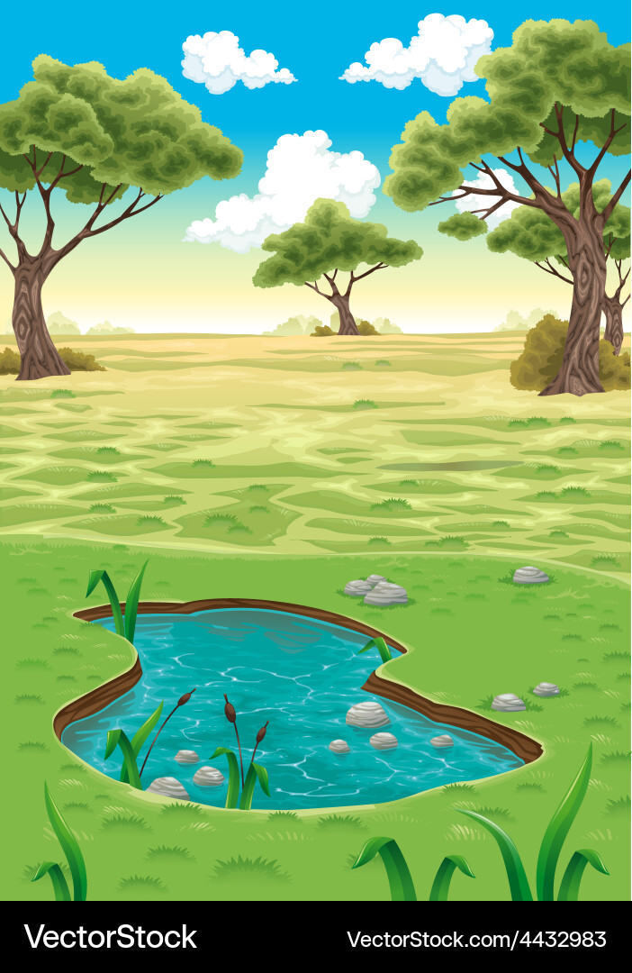 Serene Meadow Landscape Royalty Free Vector Image