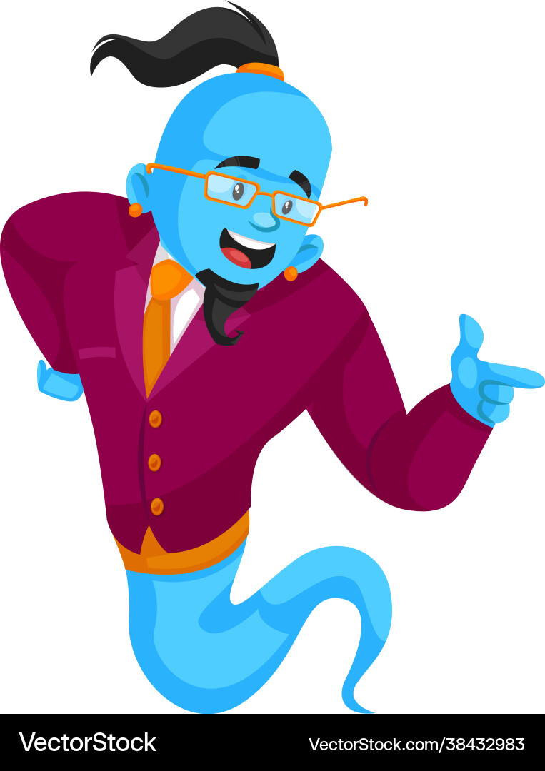 Smart genie cartoon character Royalty Free Vector Image