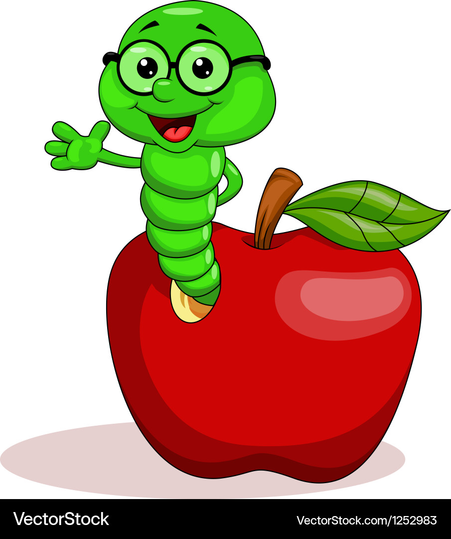 Worm and apple Royalty Free Vector Image - VectorStock