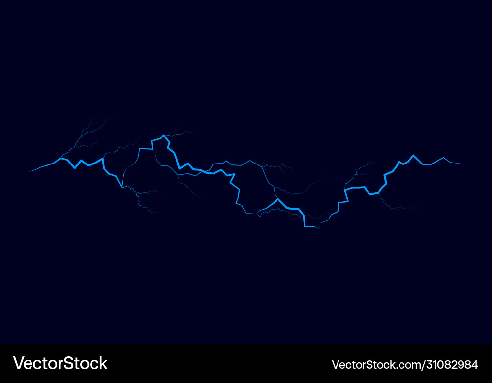 Blue lightning flash bolt bright light effects Vector Image