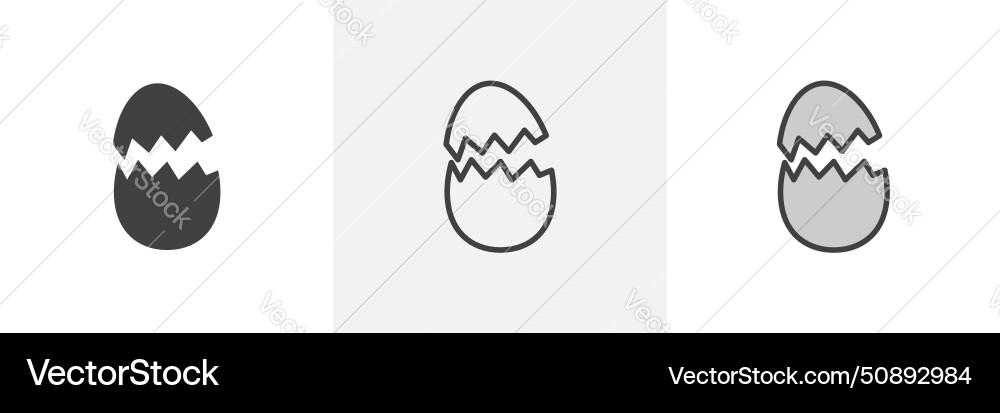 Broken egg icon set with crack symbol cracked Vector Image