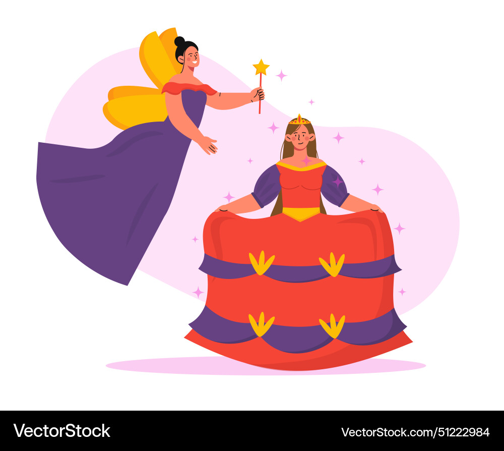 Cinderella with fairy Royalty Free Vector Image