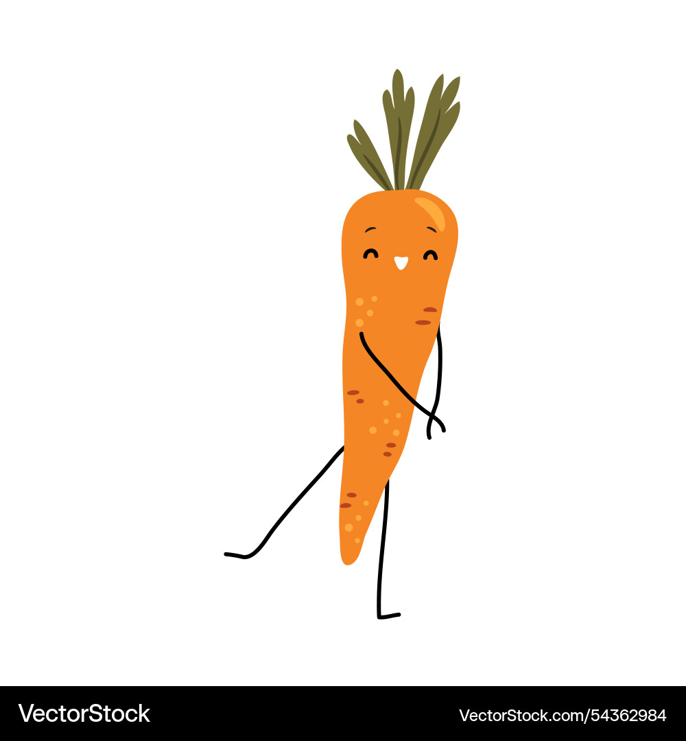 Cute vegetable character smiling carrot Royalty Free Vector
