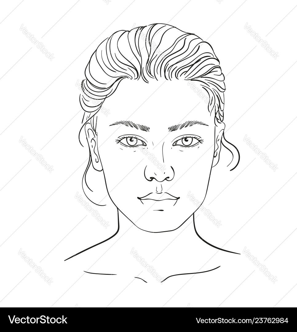 Face chart makeup artist blank template Royalty Free Vector
