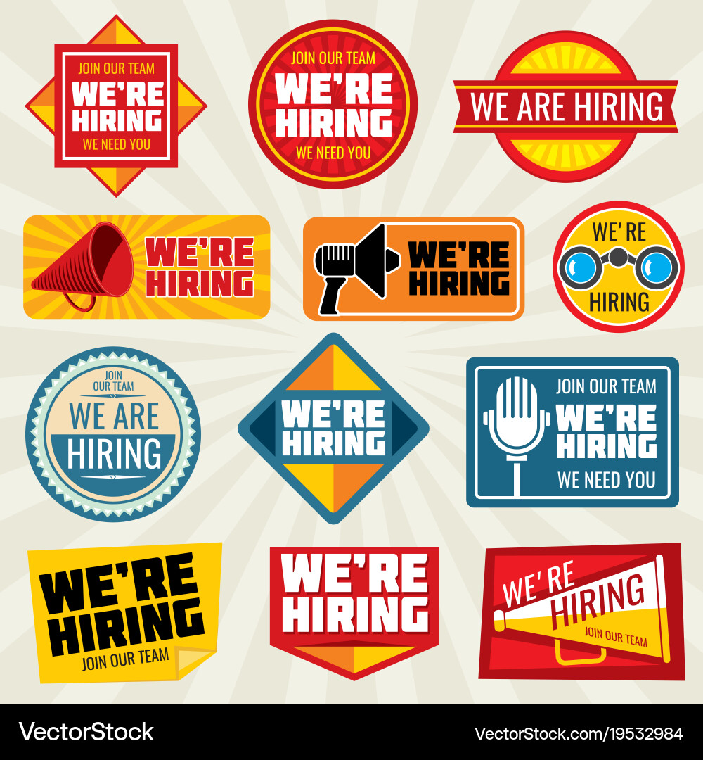 Now hiring employer promotion at work Royalty Free Vector