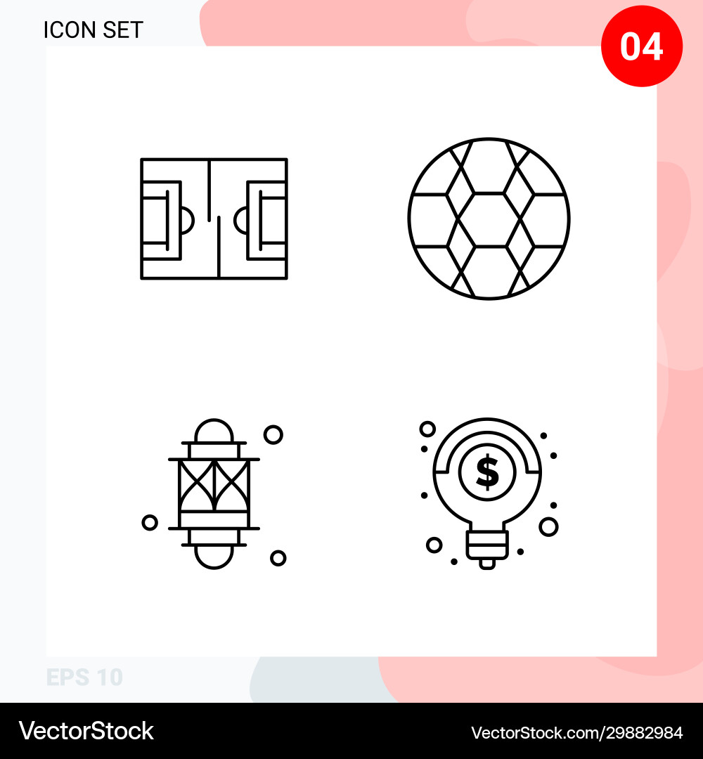 Pack 4 icons in line style creative outline Vector Image