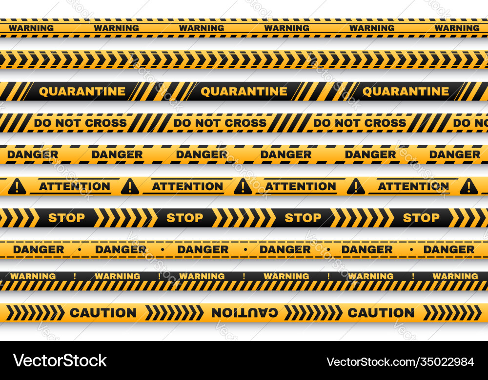 Security warning tapes with typography set Vector Image