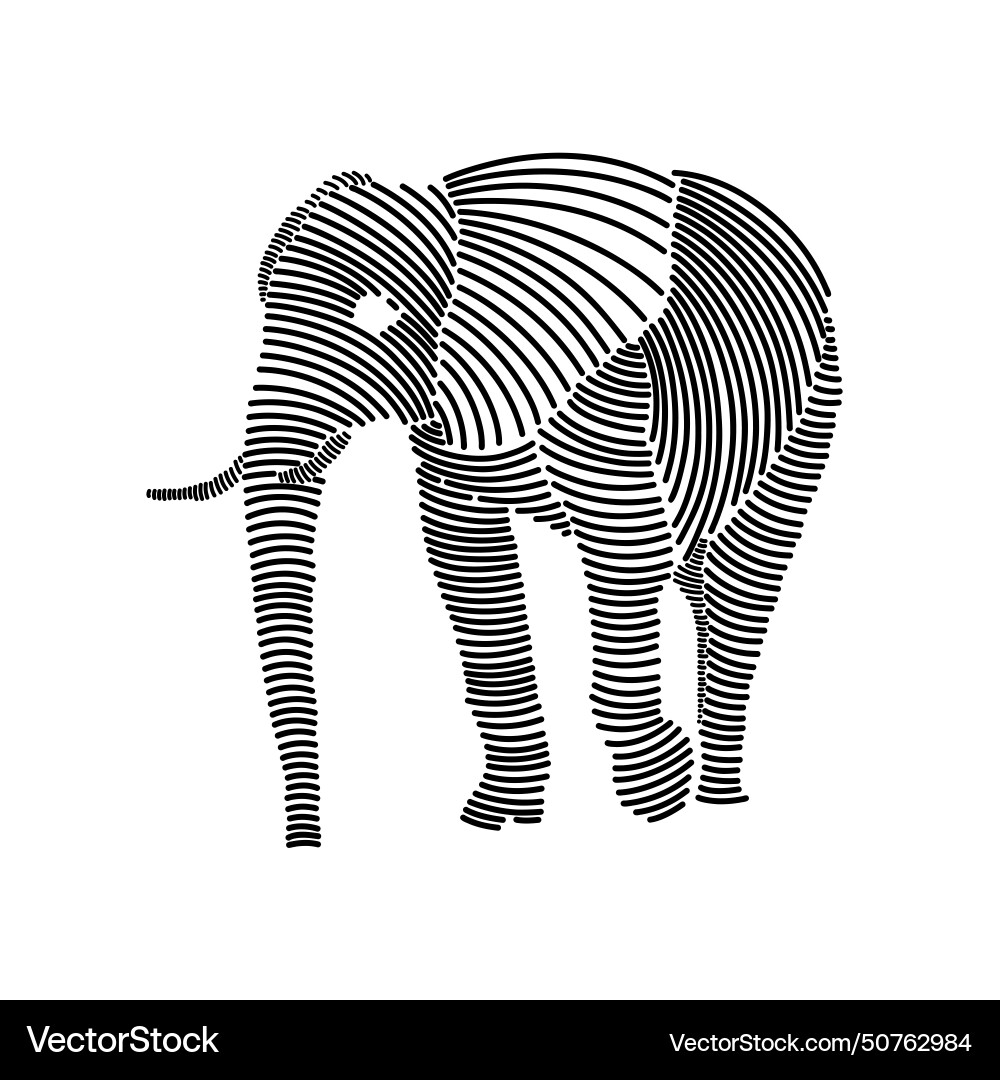 Simple line art of an elephant 2 Royalty Free Vector Image