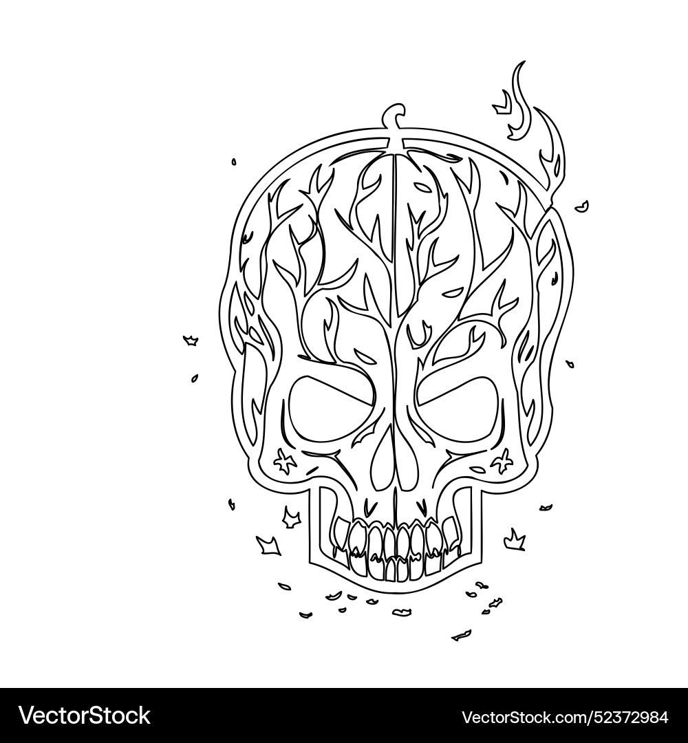 Skull halloween scary outline sketch Royalty Free Vector