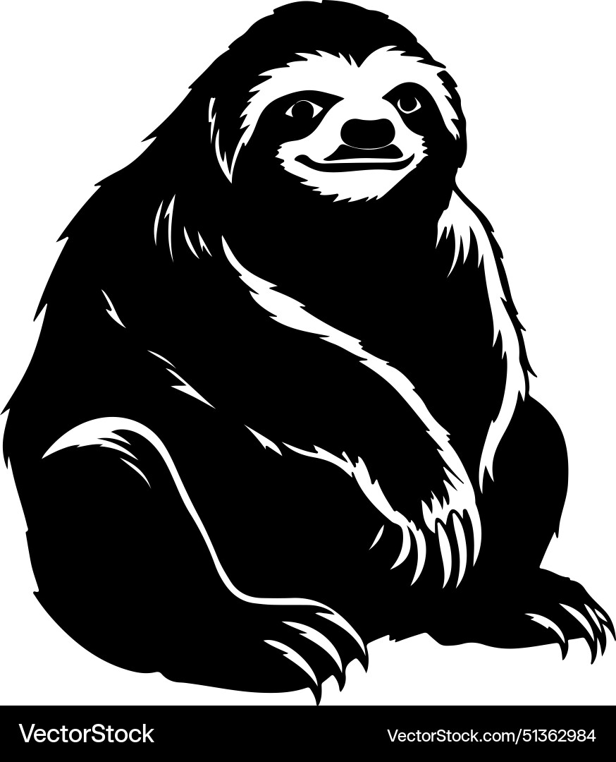 Sloth silhouette white background Royalty Free Vector Image