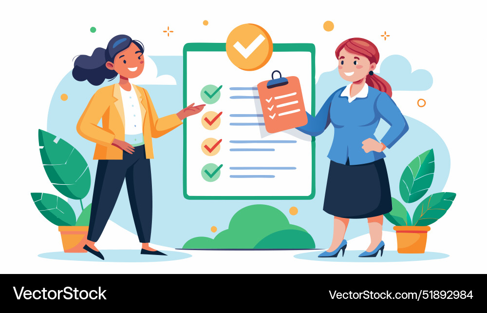 Task management success woman with checklist Vector Image