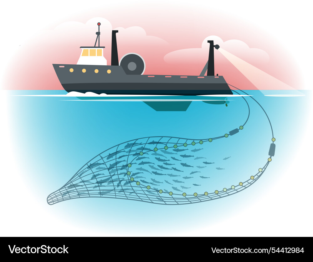 Trawling fishing vessel Royalty Free Vector Image