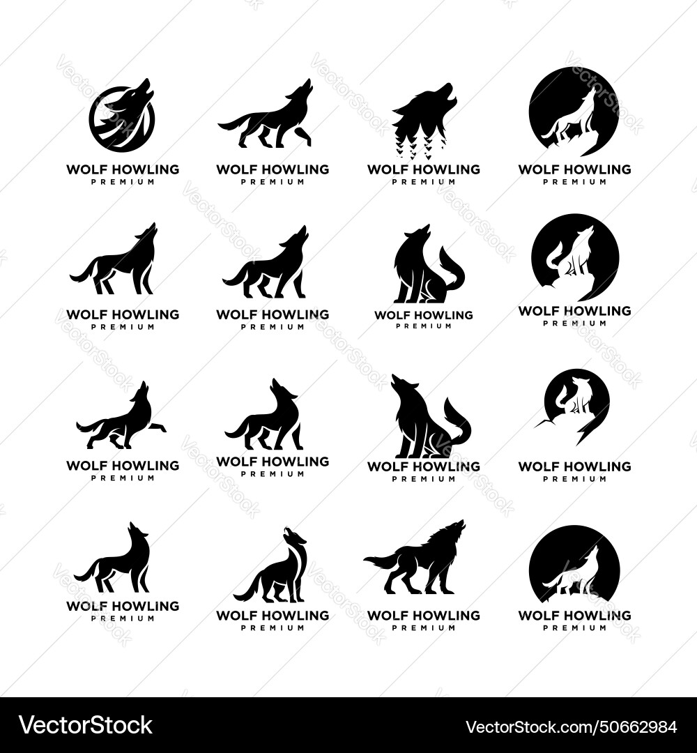 Wolf howling logo icon design Royalty Free Vector Image