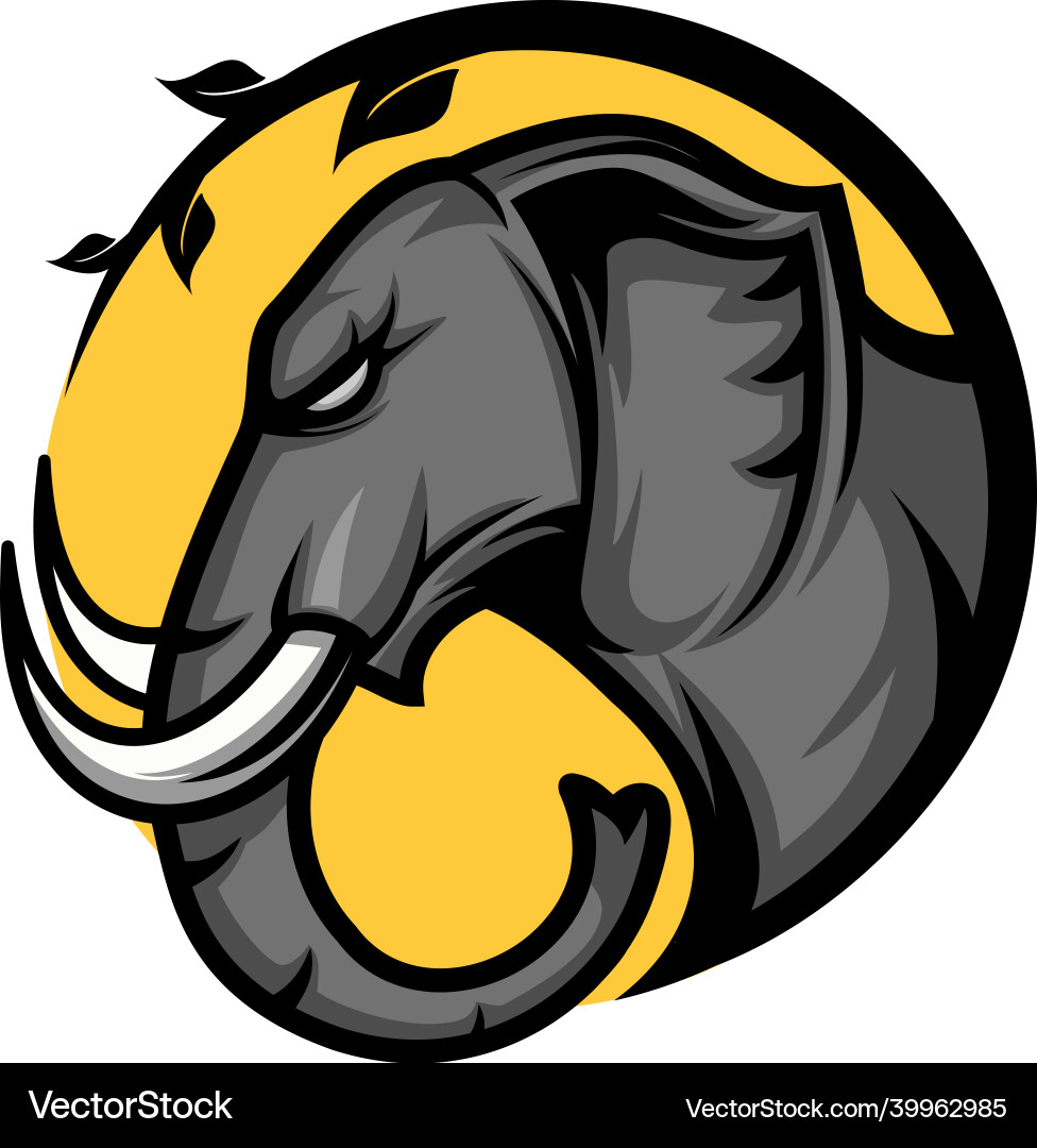 Angry elephant head circle concept logo Royalty Free Vector