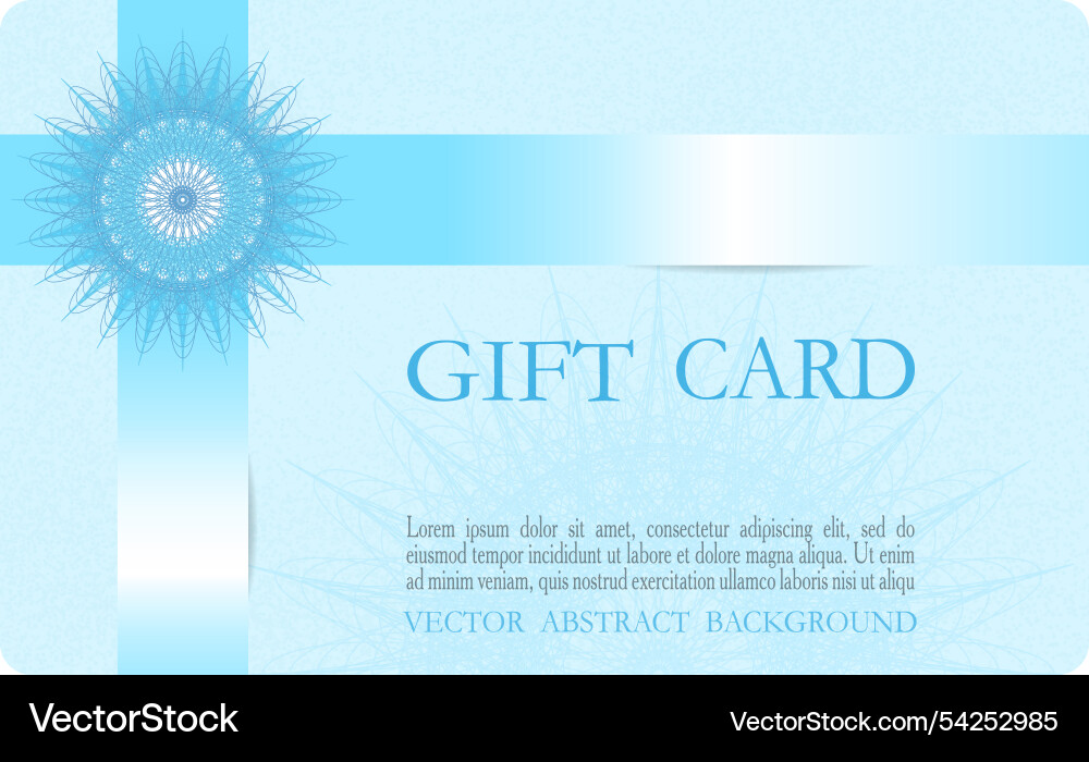 Blue gift card design snowflake guilloche pattern Vector Image