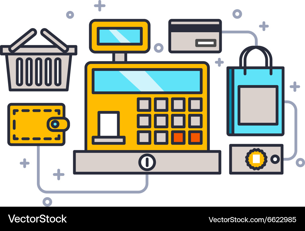 Cash register line style Royalty Free Vector Image