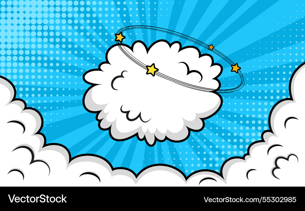 Comic Hintergrund mit Wolken im Pop Art Stil Vektorbild