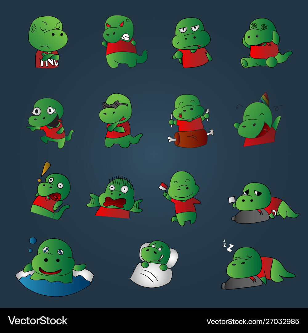Cool ino sticker emoji komodo dragon Royalty Free Vector