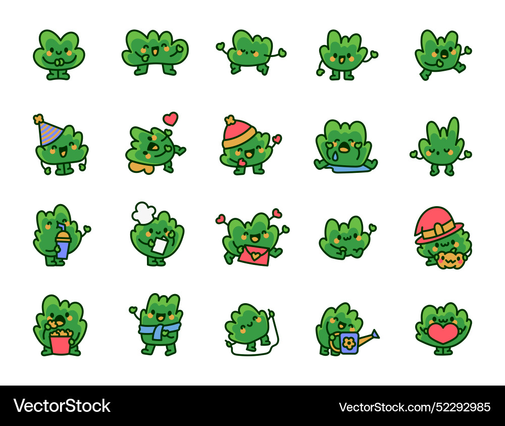 Grass character funny face charming cartoon hero Vector Image