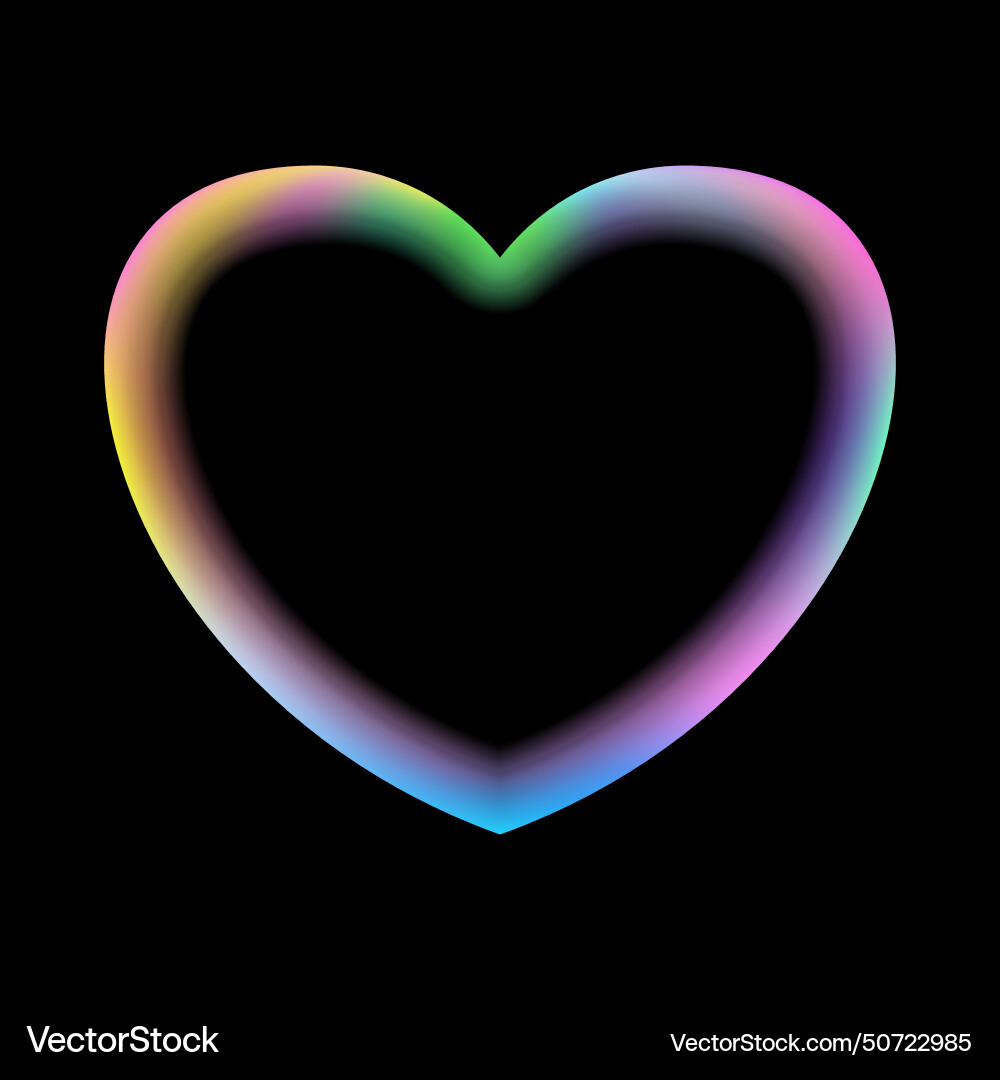 Holographic heart frame fluid liquid chrome Vector Image