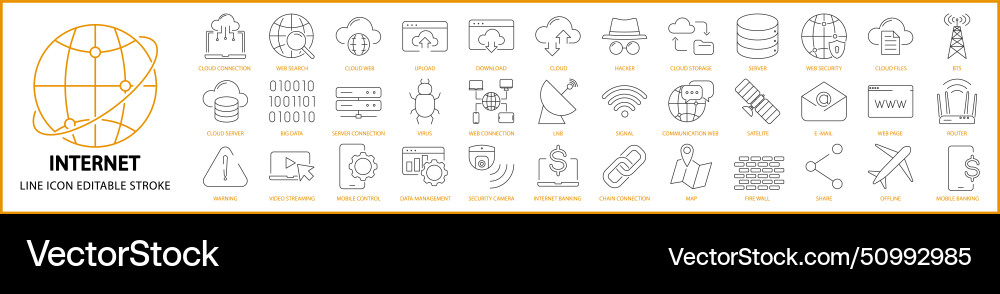 Internet icon set Royalty Free Vector Image - VectorStock