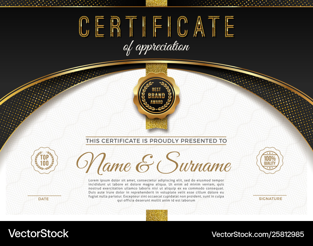 Luxury Golden Certificate Template Royalty Free Vector Image