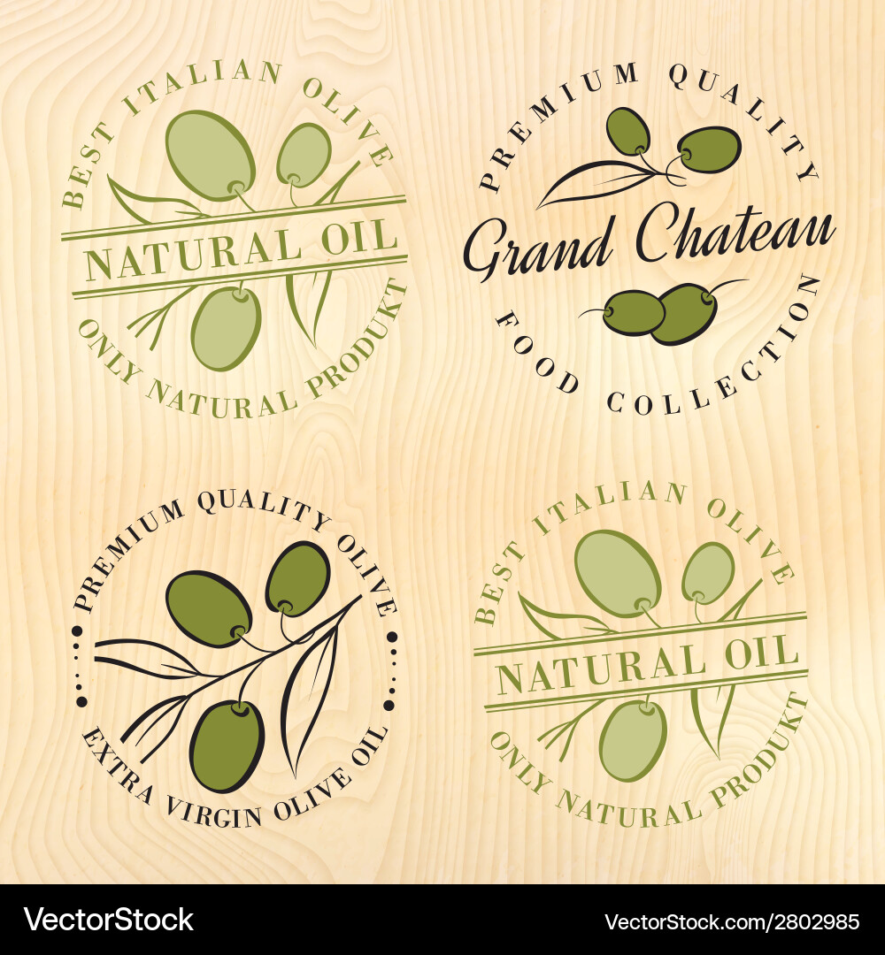 Natural olive oil labels Royalty Free Vector Image