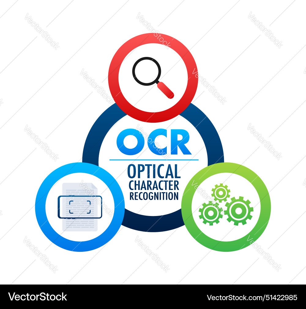Ocr - optical character recognition document scan Vector Image Ocr - optical character recognition document scan Vector Image