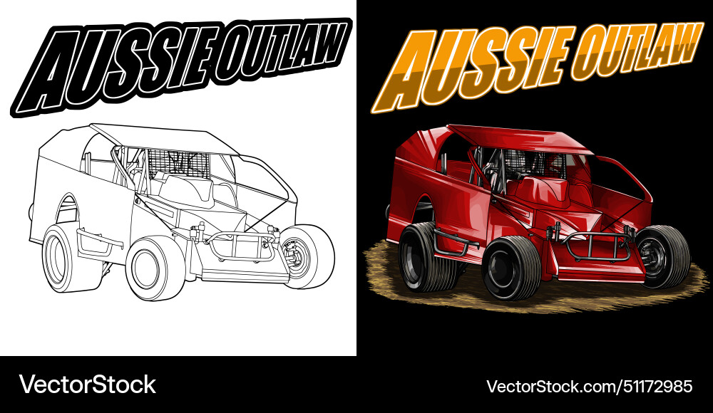 Red drag racing car with orange strip Royalty Free Vector