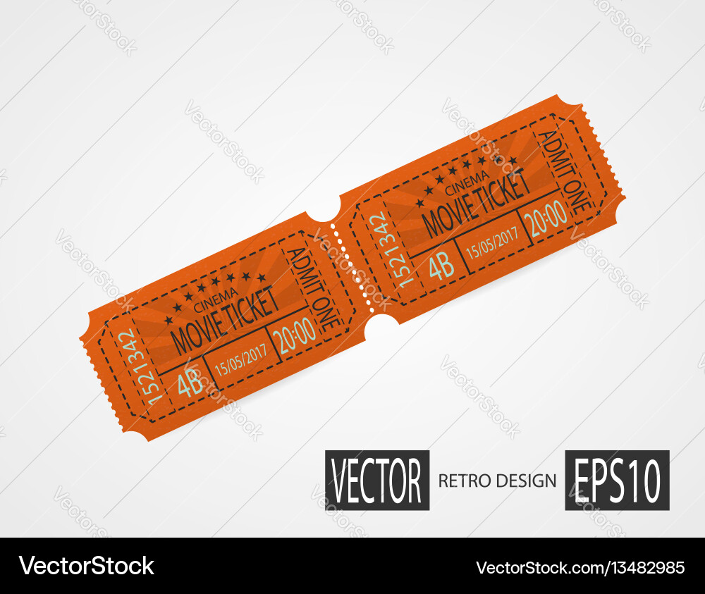 Retro Cinema Tickets - Orange Royalty Free Vector Image