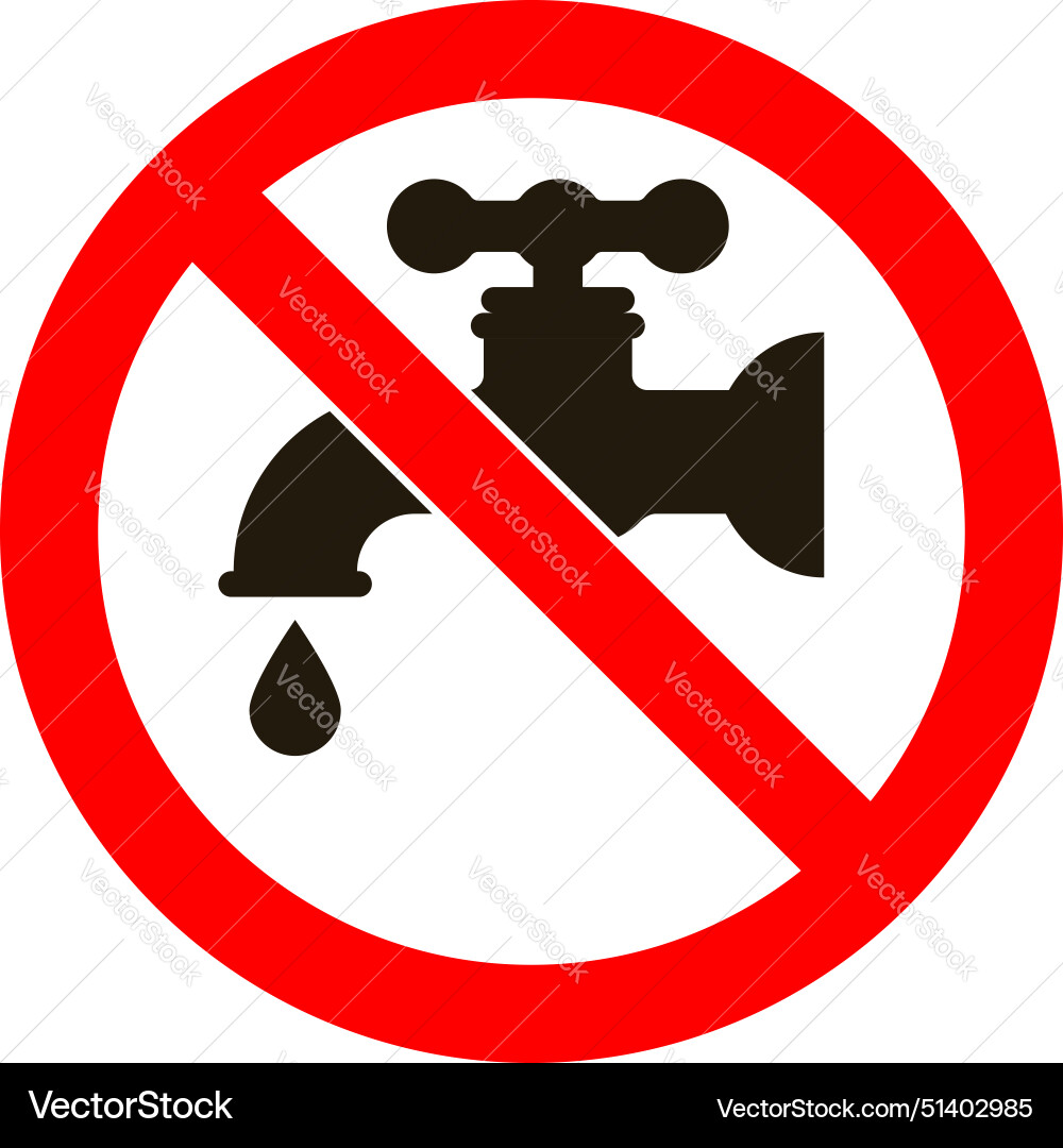 Stop water leak sign tap and dripping drops Vector Image