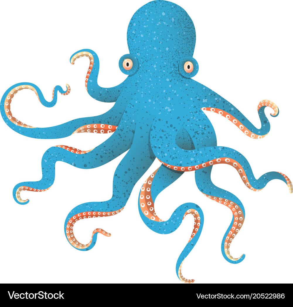 Blue octopus Royalty Free Vector Image - VectorStock