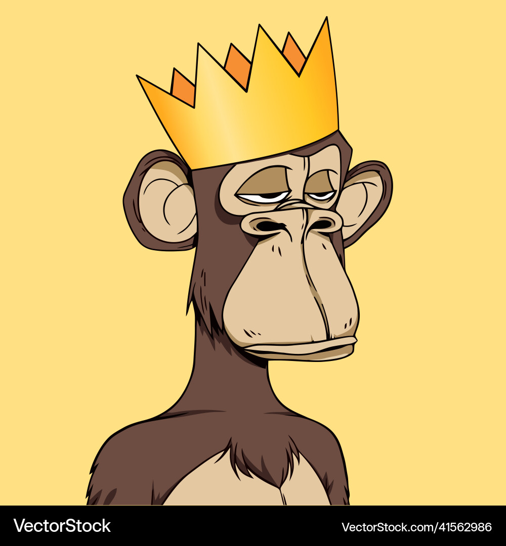 Bored Monkey with Crown Royalty Free Vector Image