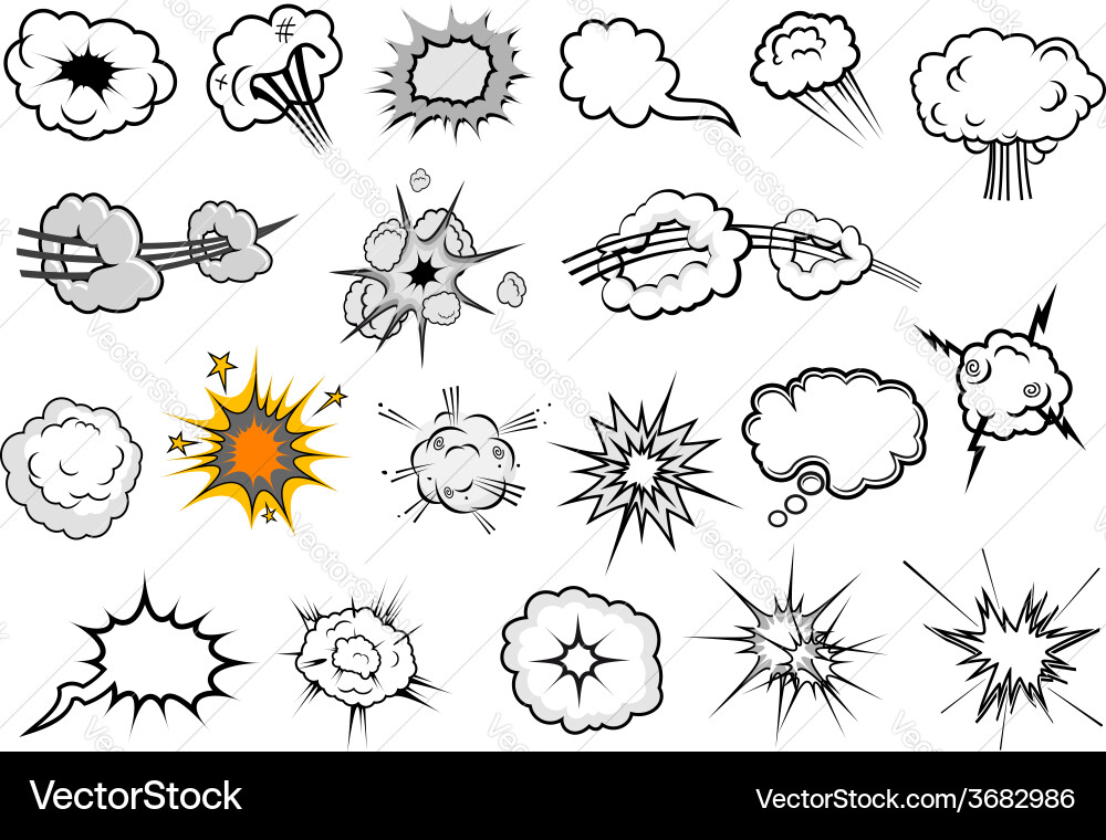 Cartoon comic explosion and speech elements Vector Image