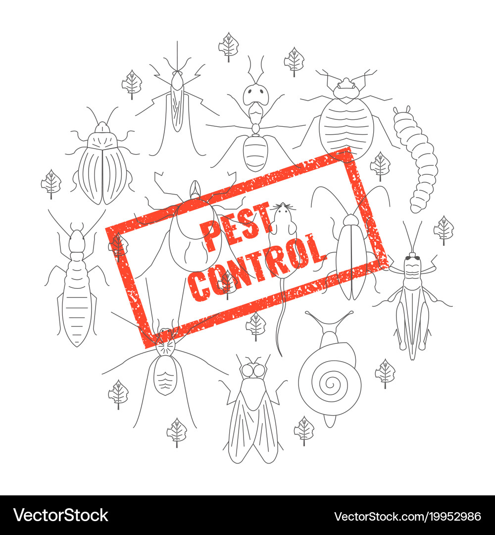 Pest Control Stamp - Insect Set Royalty Free Vector Image
