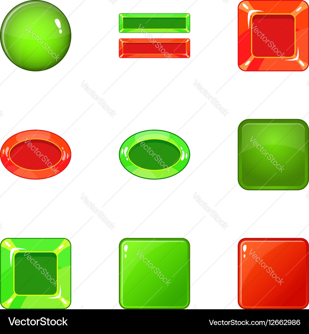 Red and green switch icons set cartoon style Vector Image