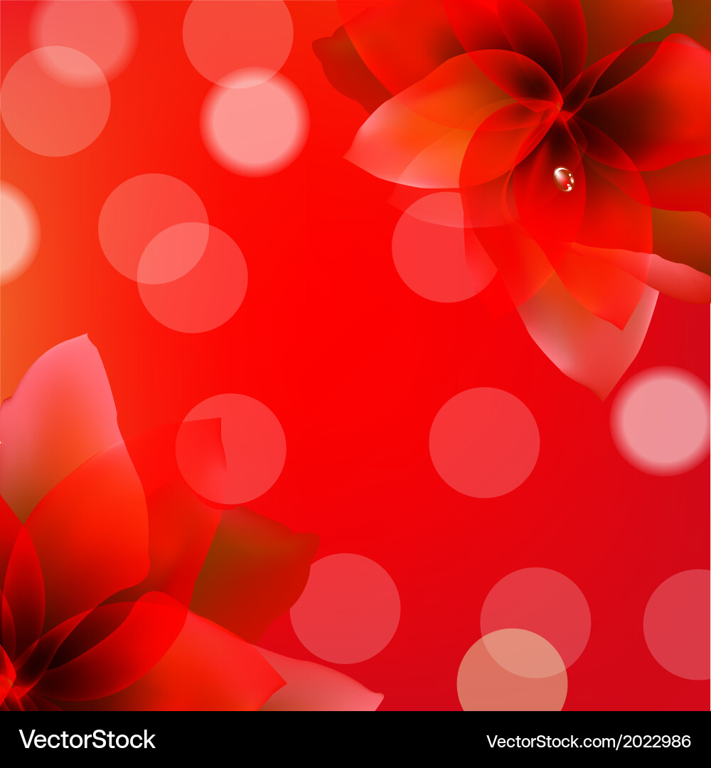 Red poster with flowers Royalty Free Vector Image