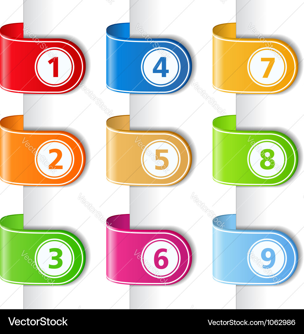 Ribbons with numbers Royalty Free Vector Image
